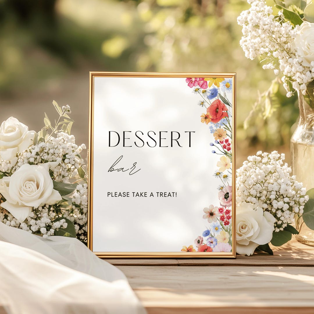 Wildflower Dessert Bar Sign Template Printable Floral Boho Sweet ...