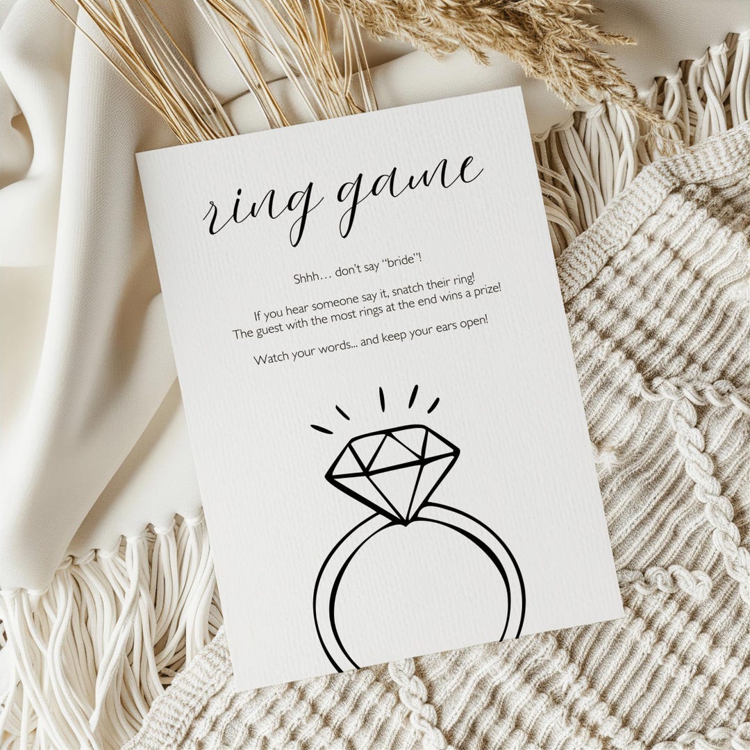 Minimalist Ring Game Template for Bridal Shower Printable Please Take a ...