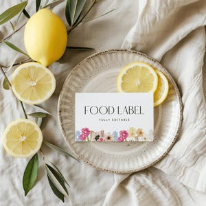 Wildflower Food Labels Template Printable Floral Buffet Card Editable ...