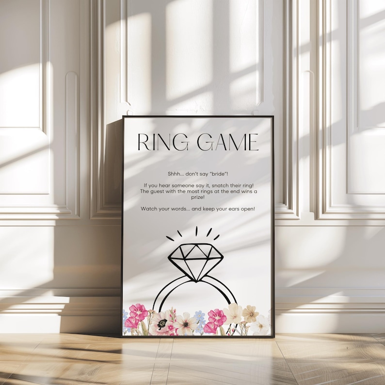 Wildflower Ring Game Template for Bridal Shower Printable Please Take a ...
