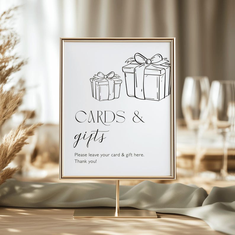 Cards and Gifts Sign Template Printable Minimalist Gift Table Sign ...