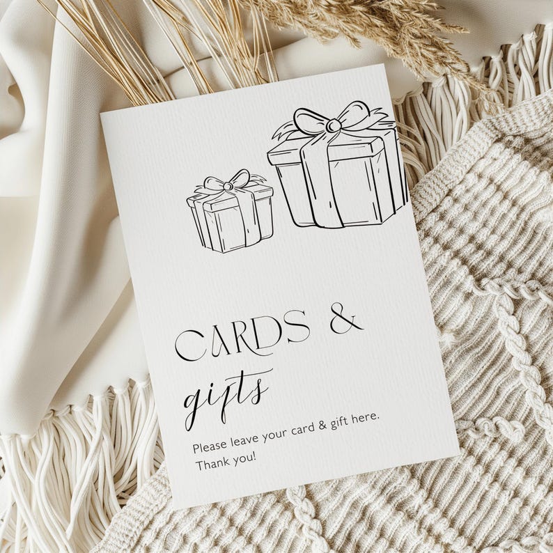 Cards and Gifts Sign Template Printable Minimalist Gift Table Sign ...