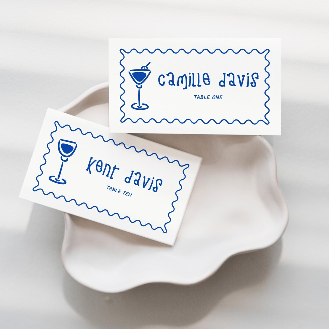 Hand Drawn Name Place Card Wedding Template, Editable Tented Placement ...