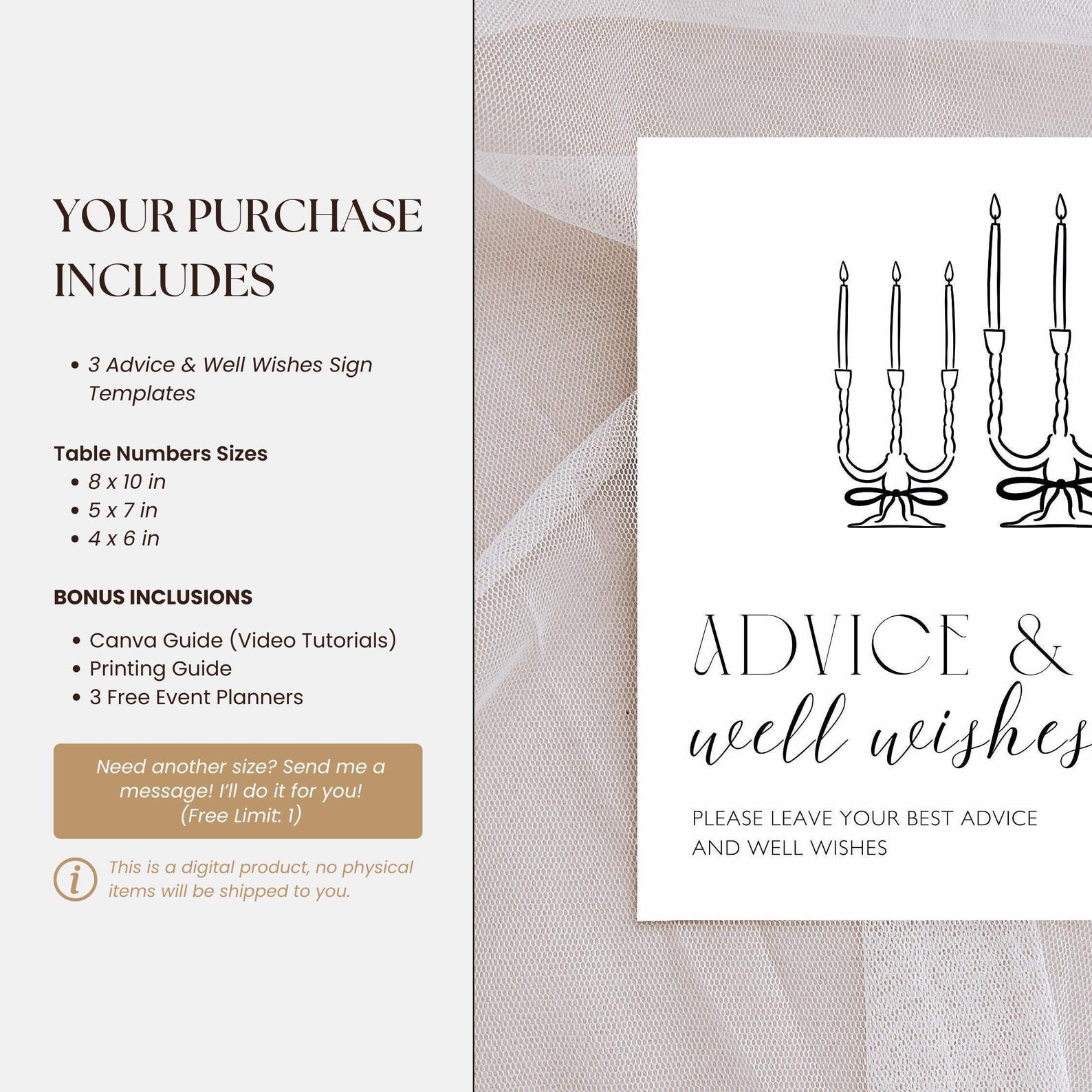 Minimalist Advice and Well Wishes Sign Template Bridal Shower Advice ...