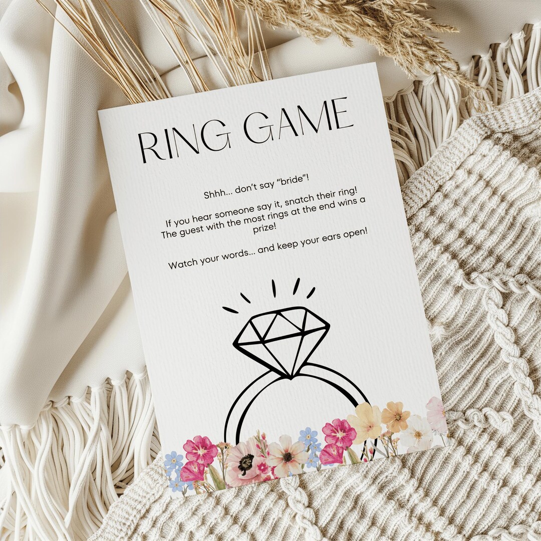 Wildflower Ring Game Template for Bridal Shower Printable Please Take a Ring Sign Editable ...