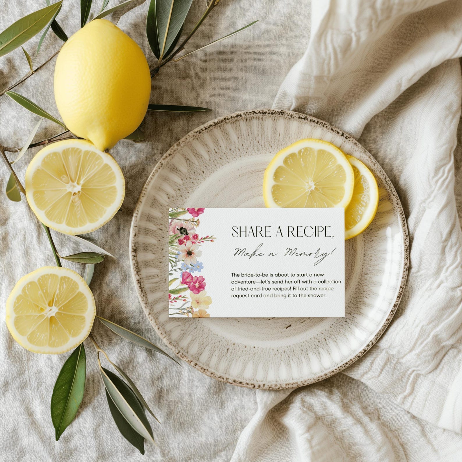 Wildflower Recipe Card Template Printable Bridal Shower Share a Recipe ...