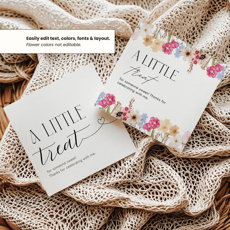 Editable Favor Tag Template Wildflower Custom Gift Tag Printable ...