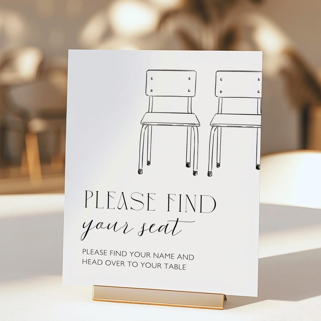 Modern Minimalist Please Find Your Seat Sign Template Editable Your ...
