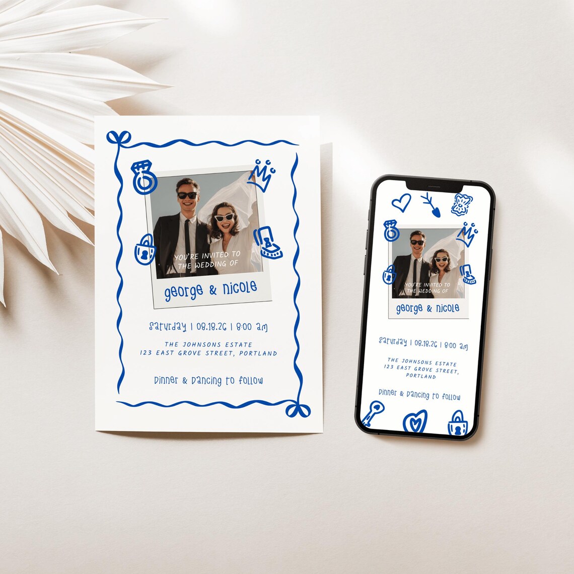 Whimsical Mini Wedding Invitation Suite, Hand Drawn Wedding Invite Set ...