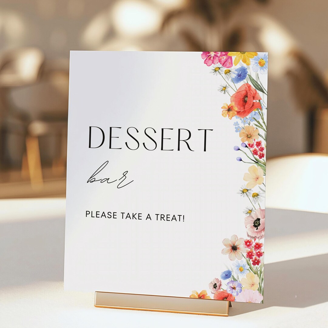 Wildflower Dessert Bar Sign Template Printable Floral Boho Sweet ...