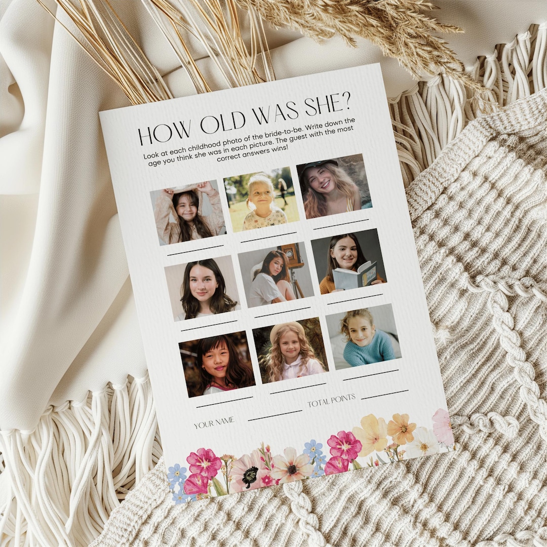 How Old Was the Bride Game Template Editable Bride Photo Activity Card ...