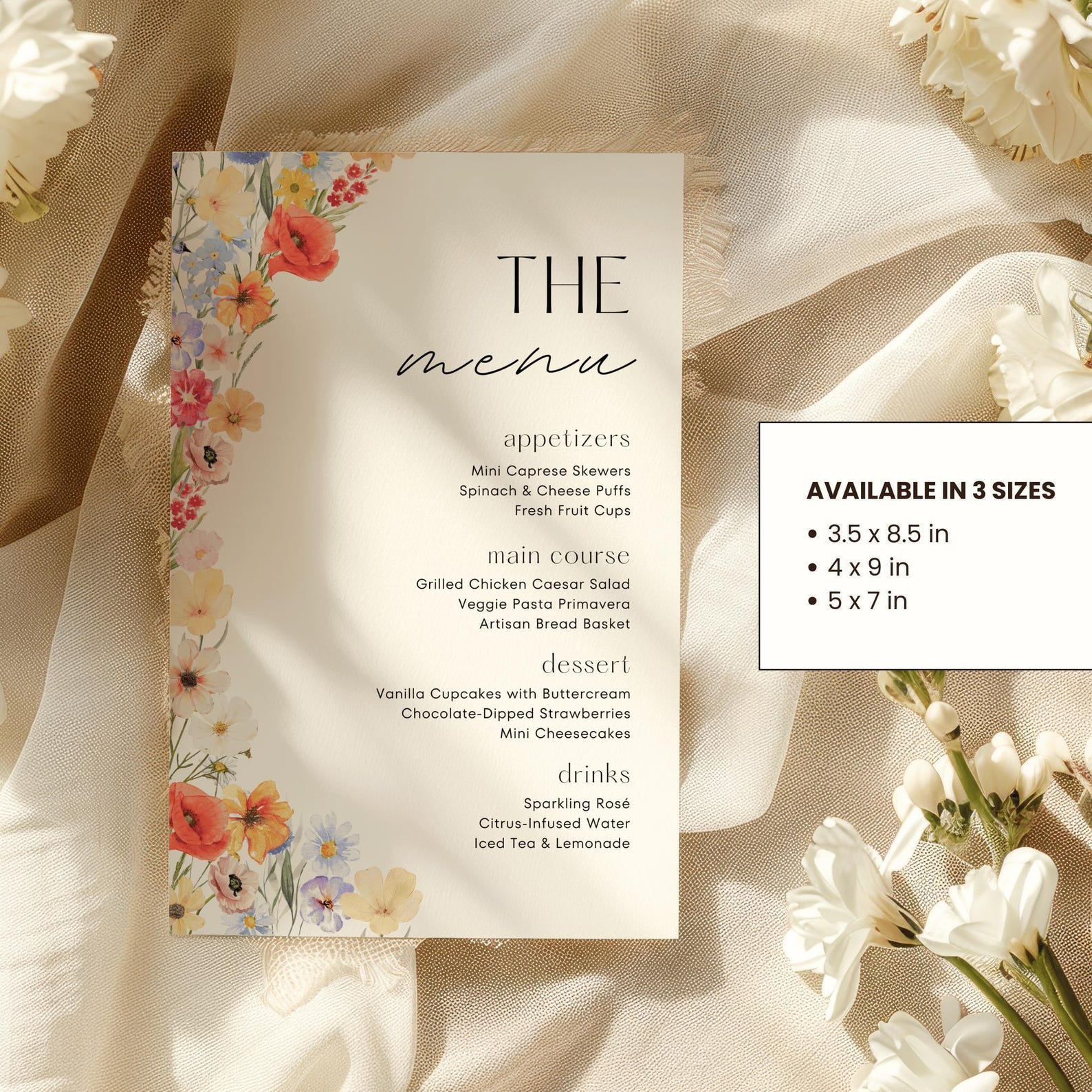 Wildflower Menu Template Bridal Shower Menu Printable Love in Bloom ...