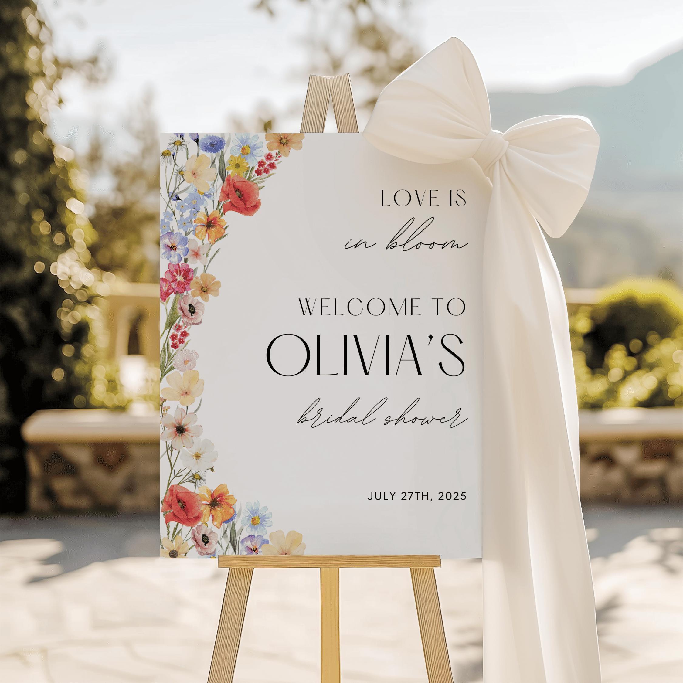 Love is in Bloom Welcome Sign Template Wildflower Bridal Shower Sign ...