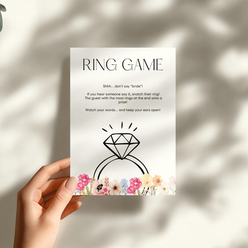 Wildflower Ring Game Template for Bridal Shower Printable Please Take a ...