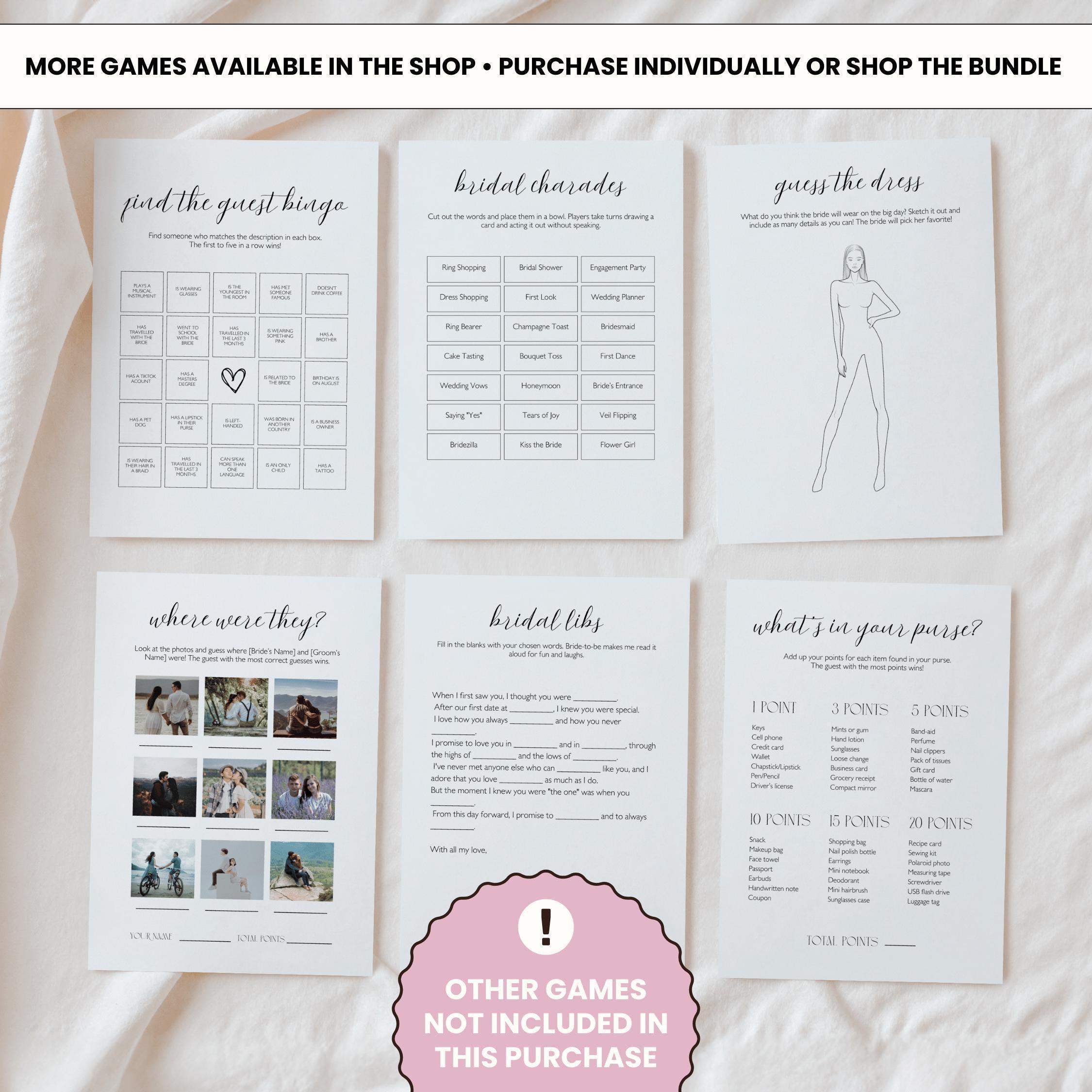 Minimalist Bridal Mad Libs Game Template Printable Funny Bridal Shower ...