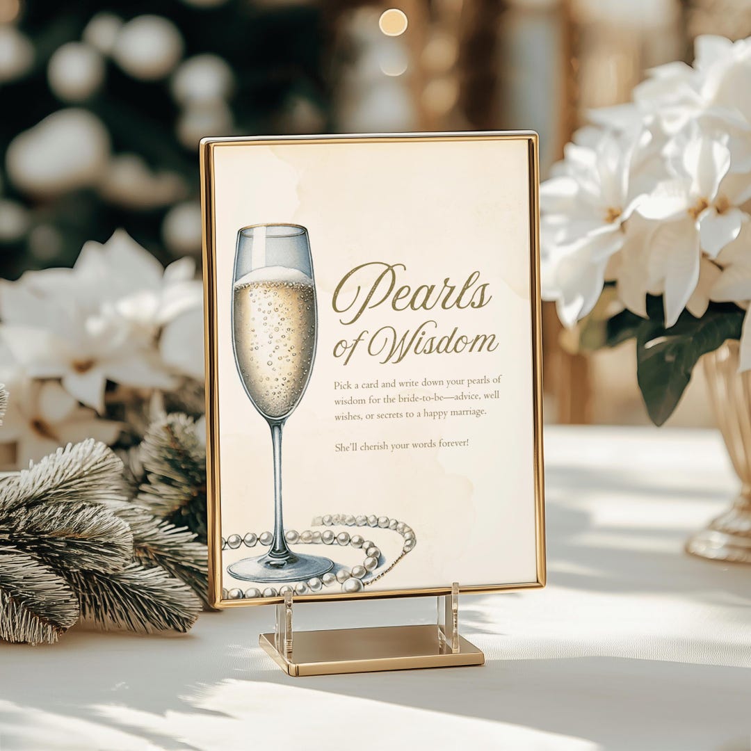 Pearls of Wisdom Bridal Shower Sign Template Pearls and Prosecco Advice ...