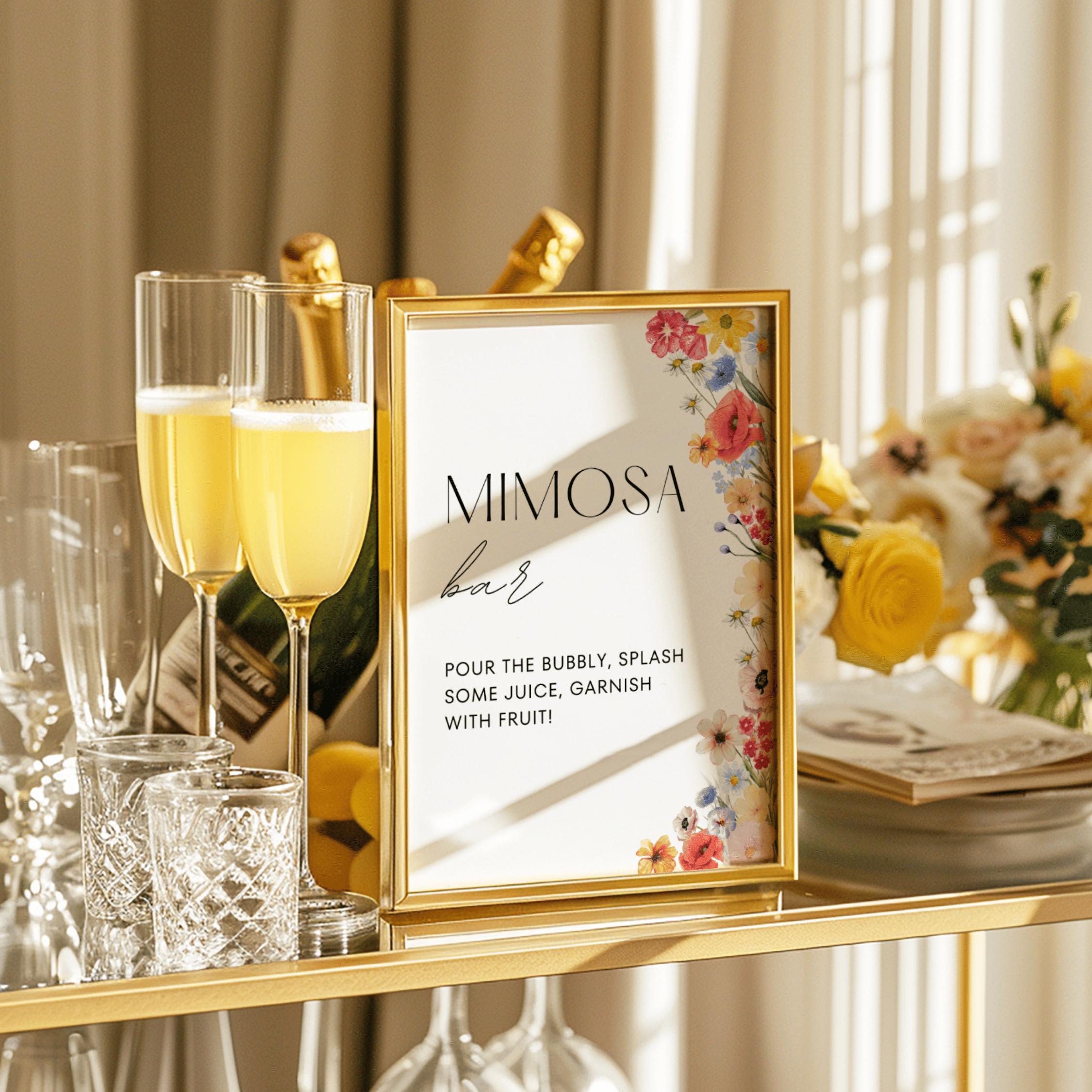 Wildflower Mimosa Bar Sign Template Bridal Shower Momosa Bar Printable ...
