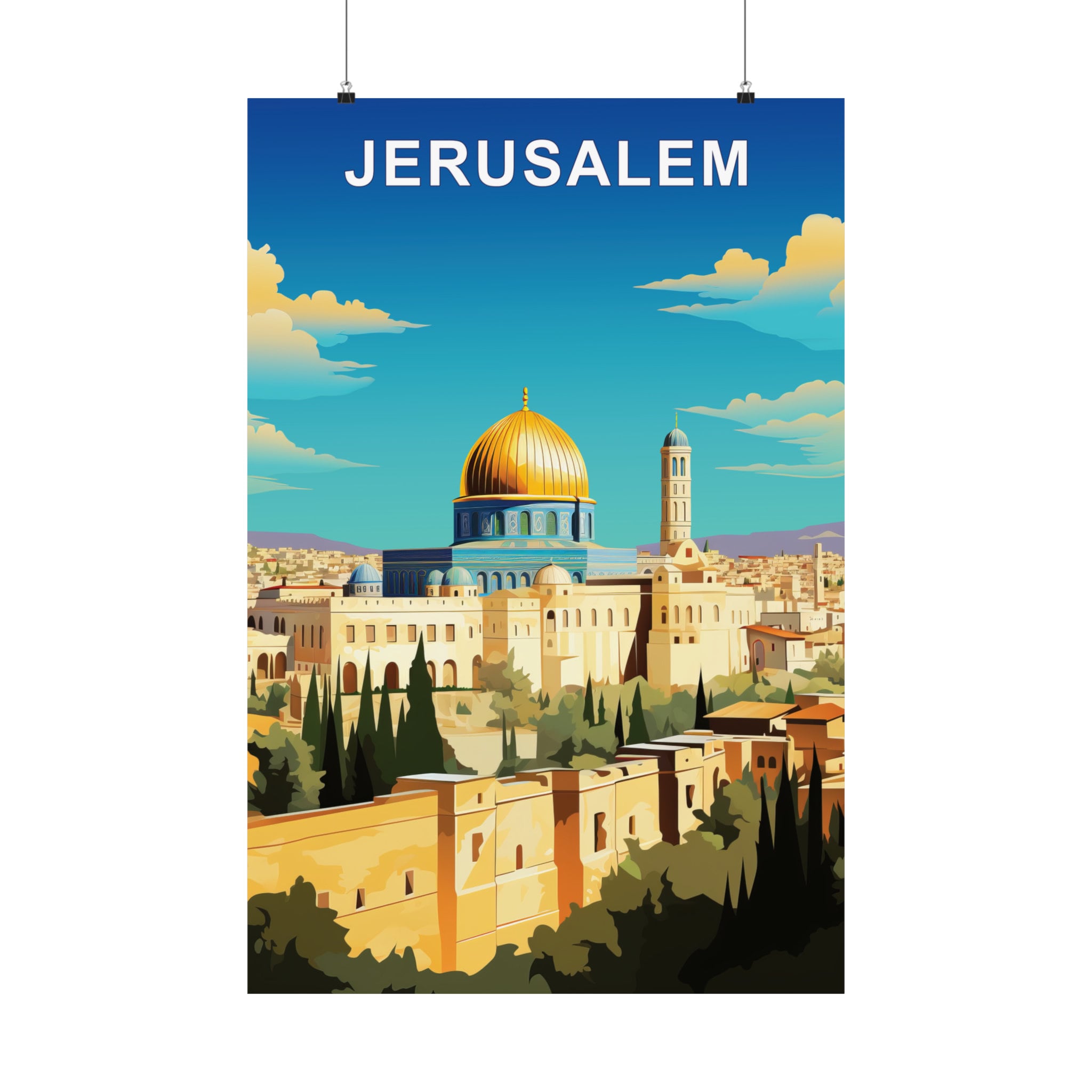 Jerusalem Israel Art Print, Jerusalem Israel Illustration, Jerusalem ...