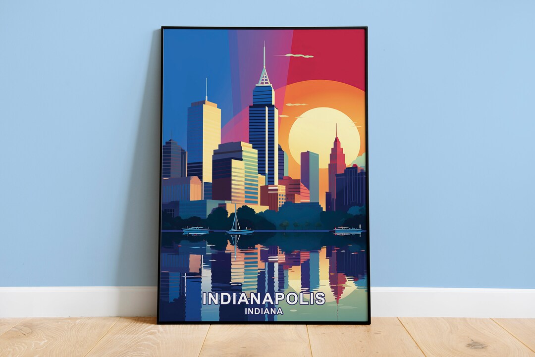 Indianapolis Indiana Art Print, Indianapolis Indiana Illustration ...