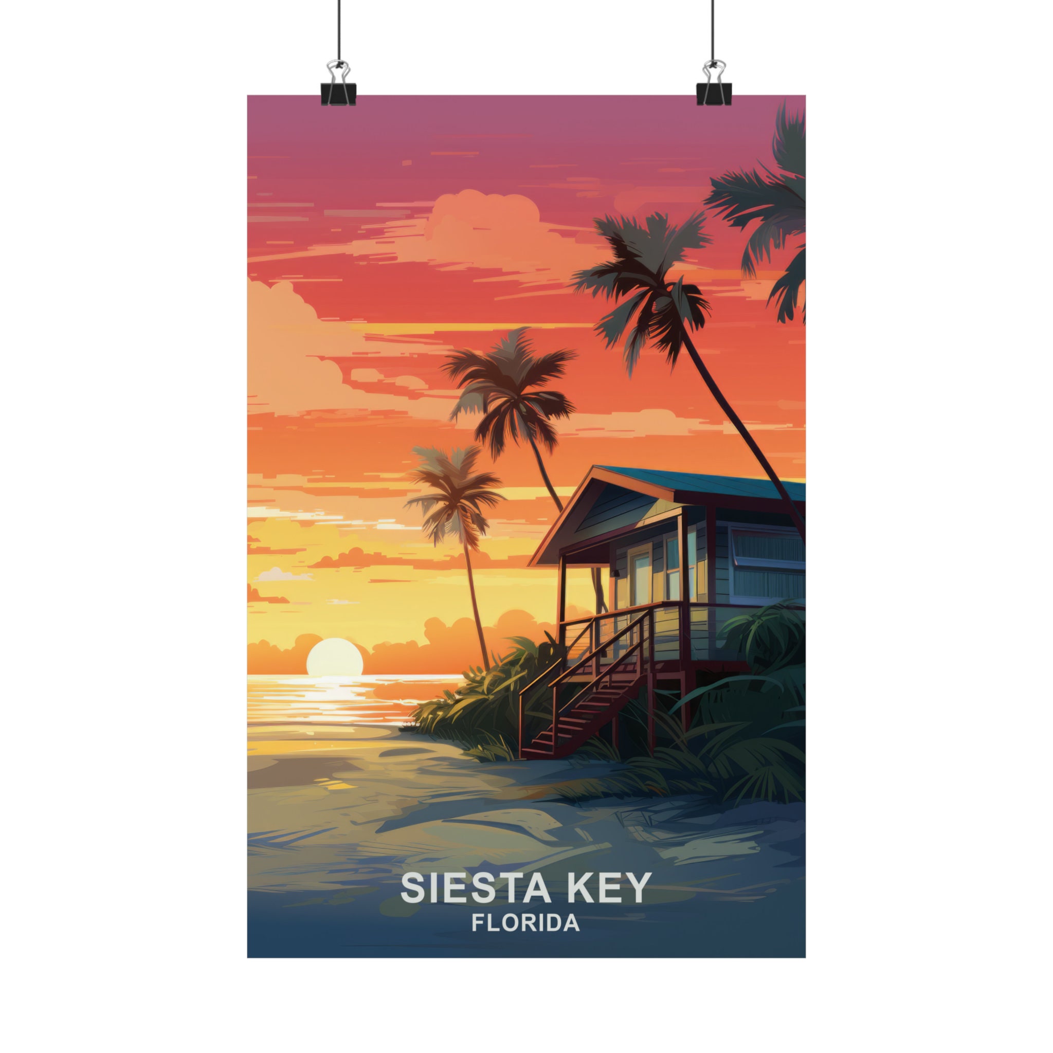 Siesta Key Florida Art Print, Siesta Key Florida Illustration, Siesta ...