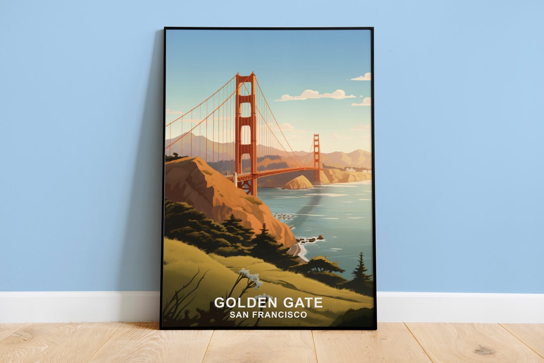 Golden Gate San Francisco Art Print, Golden Gate Illustration, Golden ...