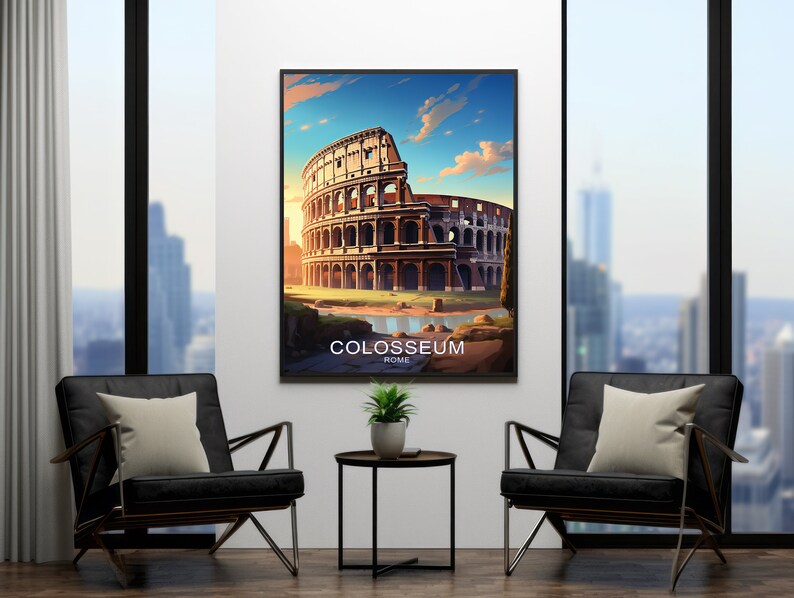 Colosseum Rome Art Print, Colosseum Rome Illustration, Colosseum Rome ...