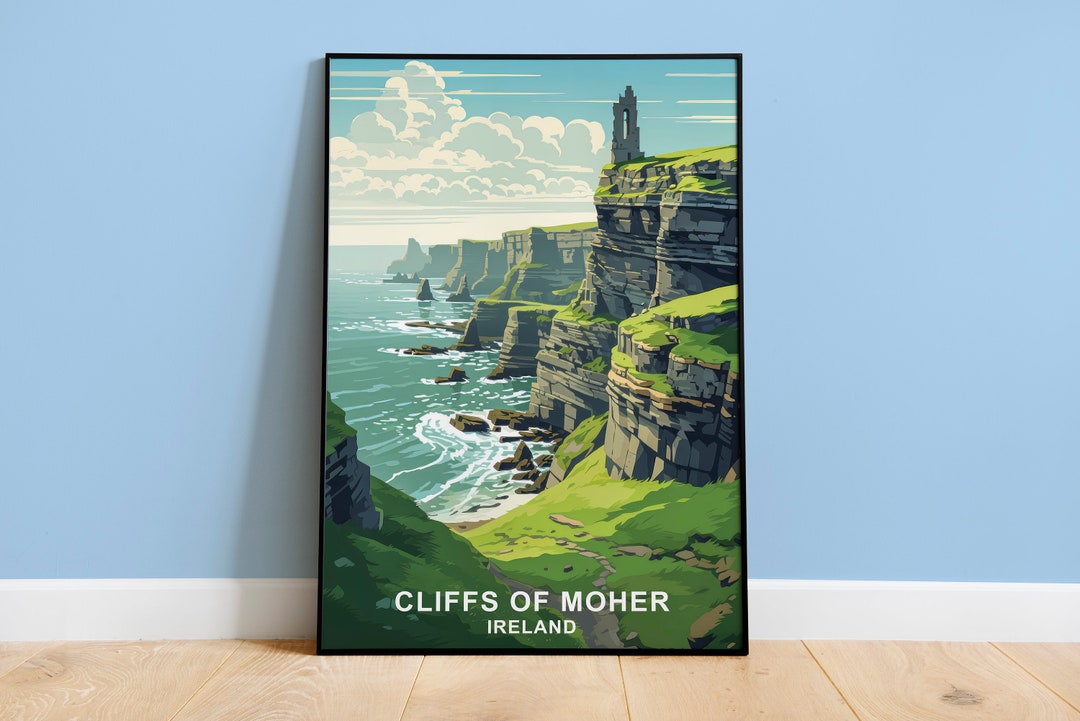Cliffs of Moher Ireland Art Print, Cliffs of Moher Illustration, Cliffs ...