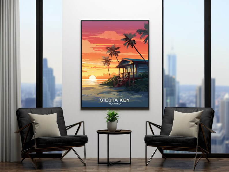 Siesta Key Florida Art Print, Siesta Key Florida Illustration, Siesta ...