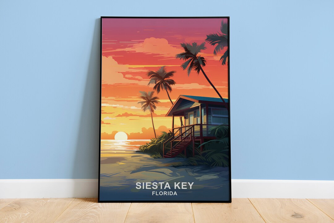 Siesta Key Florida Art Print, Siesta Key Florida Illustration, Siesta ...