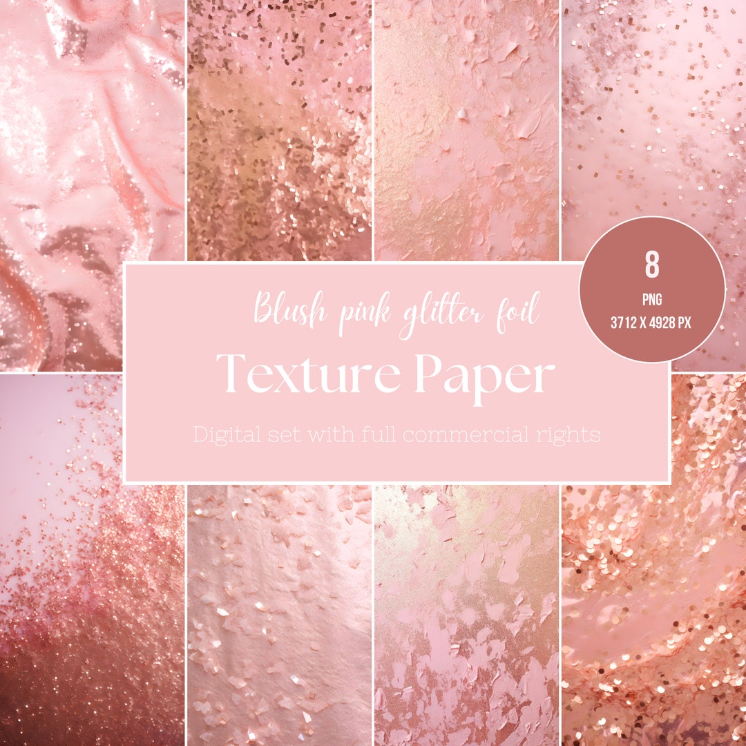Blush Pink Glitter Foil Texture Paper | Rose Gold Background | Metallic ...