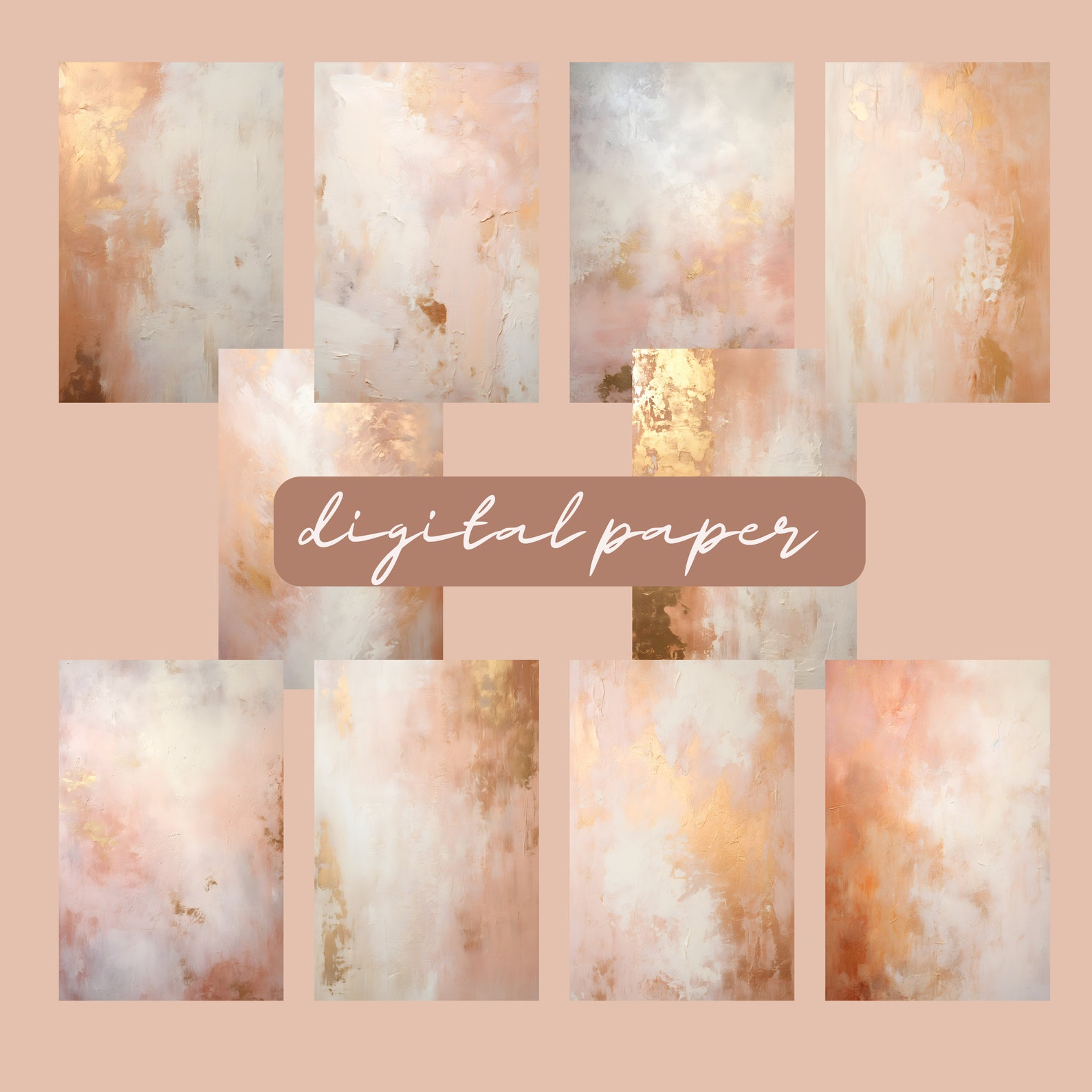 Beige, Cream Rose Gold Texture Paper | Beige Texture Digital Paper ...