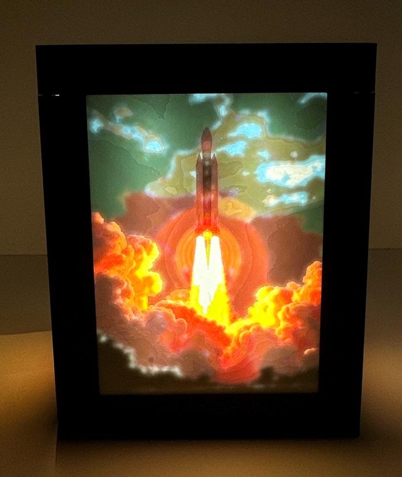 3D Printed Lithophane Panel Set: Space Rocket Glow Box - Auraframe ...