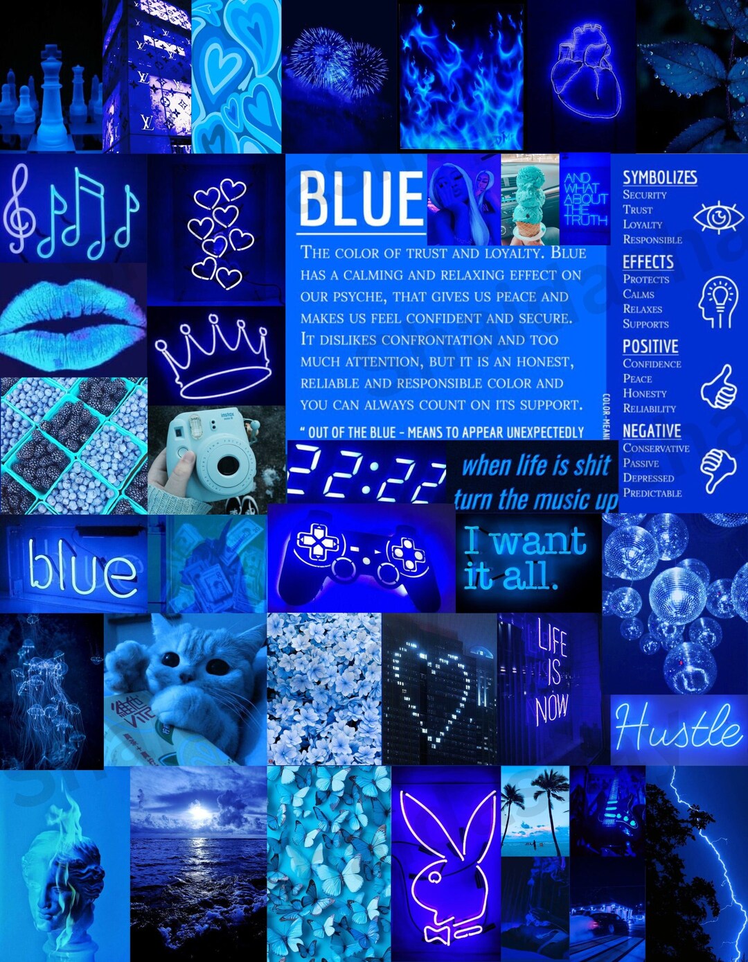 Blue Aesthetic PNG Download/ Wallpaper/ Posters/ Printable - Etsy