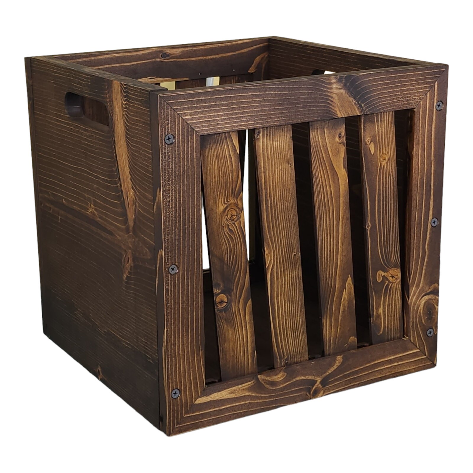 Wooden Crate Wood Storage Box Rustic Shelf Cube Slatted 12" X12" X11.75 ...
