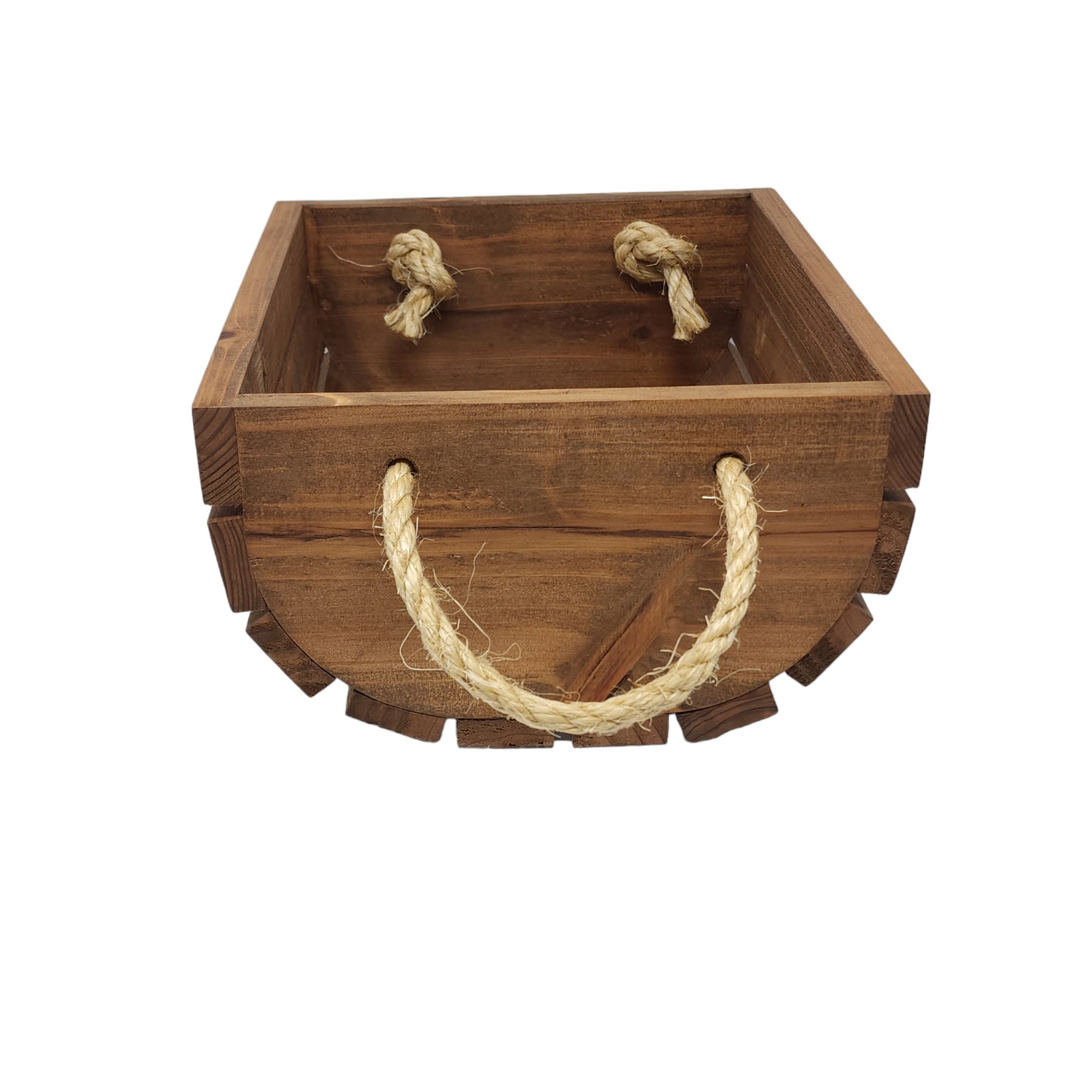 Wood Cedar Basket Rope Handle Decorative Storage Towels Laundry Fruit ...