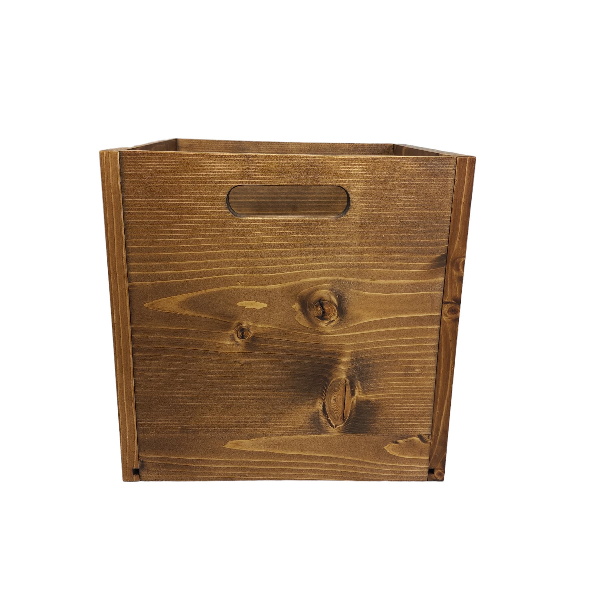 Wooden Crate Wood Storage Box Rustic Shelf Cube Slatted 12 X12 X11.75 ...