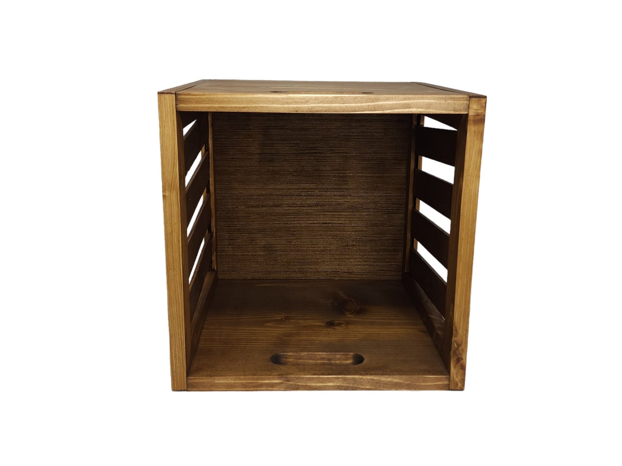 Wooden Crate Wood Storage Box Rustic Shelf Cube Slatted 12" X12" X11.75 ...