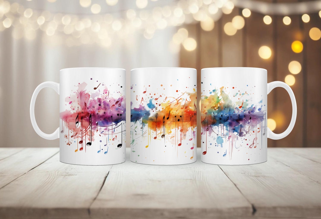 Colorful Music Notes Mug Gift for Music Lover Coffee Cup for Music ...