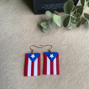 Handmade Puerto Rico Flag Earrings: Polymer Clay Dangles or Studs - Etsy