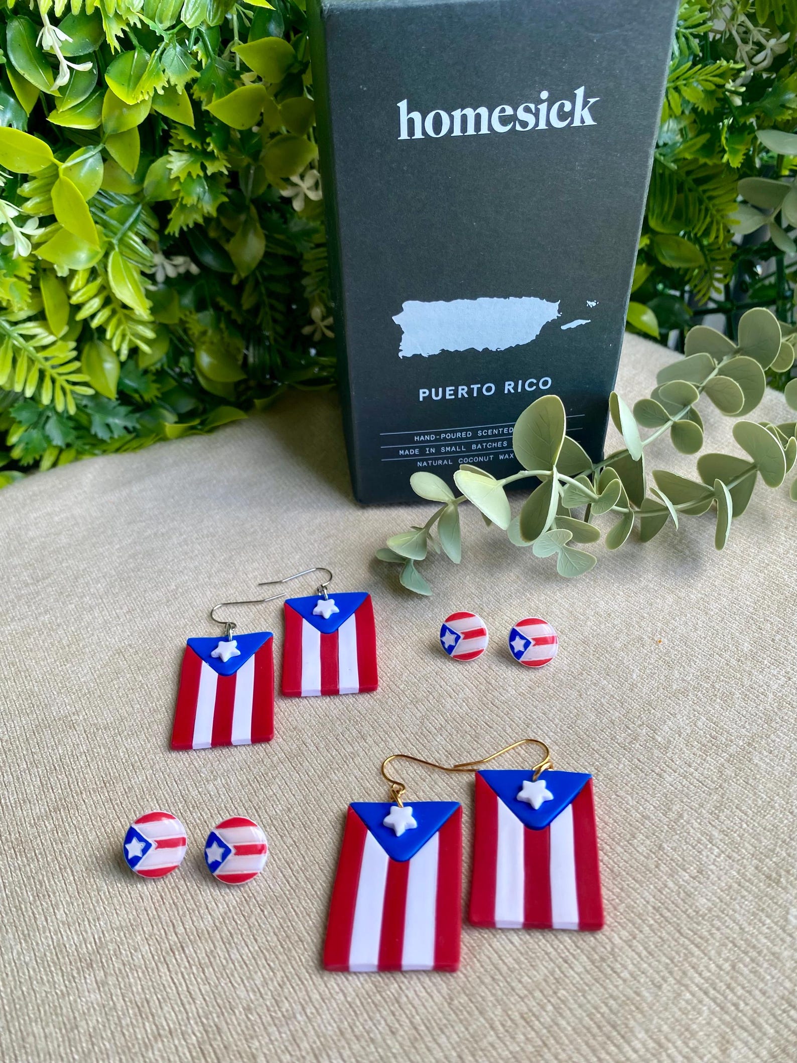 Handmade Puerto Rico Flag Earrings: Polymer Clay Dangles or Studs - Etsy