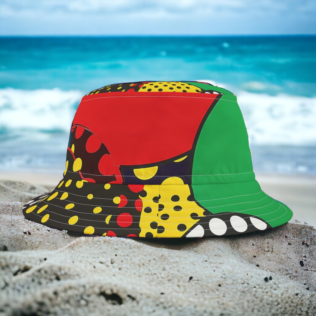 Beach Party Bucket Hat Pop Art Geometric Bucket Hat, Unisex Summer Hat ...