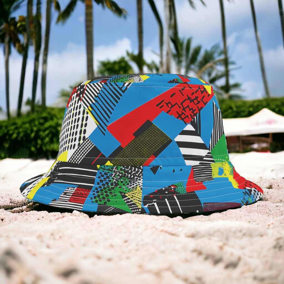 Beach Party Bucket Hat Pop Art Geometric Bucket Hat, Unisex Summer Hat ...