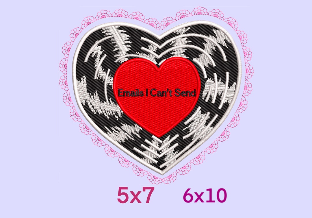 Sabrina Emails Heart Embroidery Design - Machine Embroidery- Instant ...