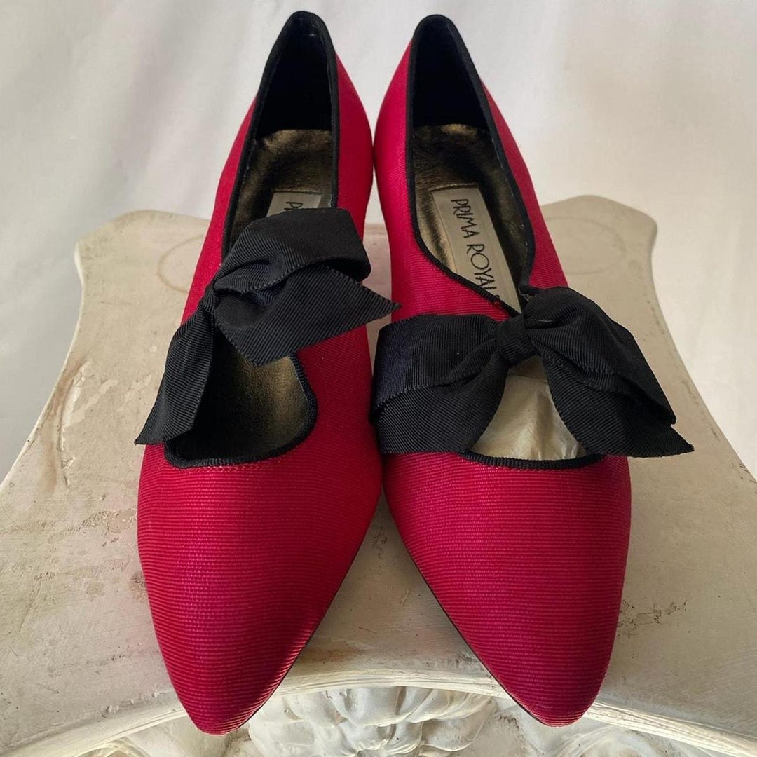 90s Vintage Kitten Heels With Bows Regency Rococo Victorian Coquette ...