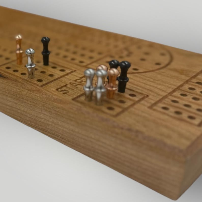 Personalized Cherry Cribbage Board, Integrated Peg Storage, 9 Metal ...