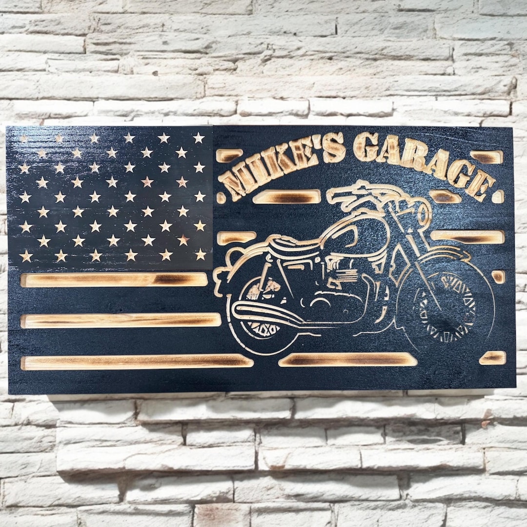 Handmade Biker Gift - Personalized Motorcycle Garage Sign, Rustic Wood ...