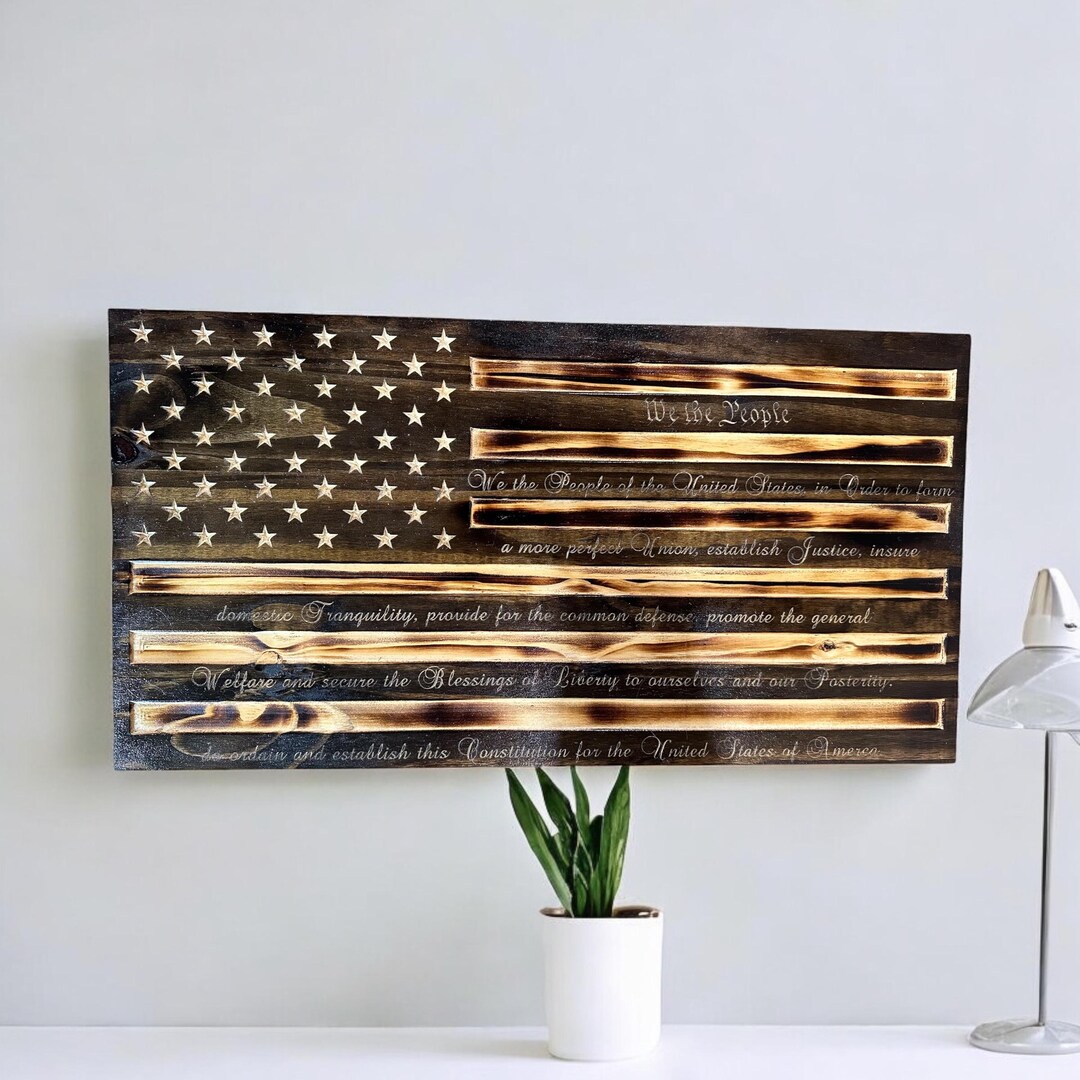 Flag for Patriotic Show Your Love for Military Rustic Carved Wood ...