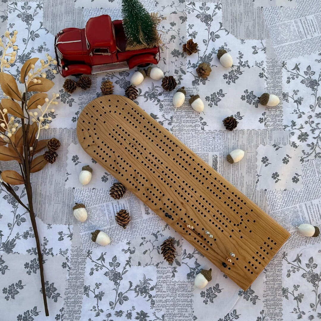 Traditional Cribbage Board – 9 Pegs, Walnut, Maple, Cherry Hardwood ...