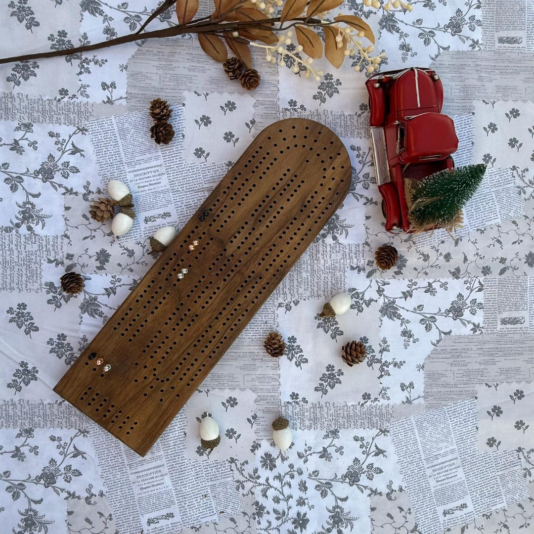Traditional Cribbage Board – 9 Pegs, Walnut, Maple, Cherry Hardwood ...