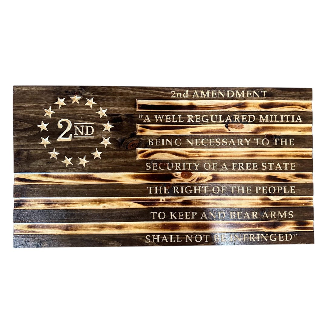 Patriotic 2nd Amendment Flag Rustic Carved Wood 1776 Design ...
